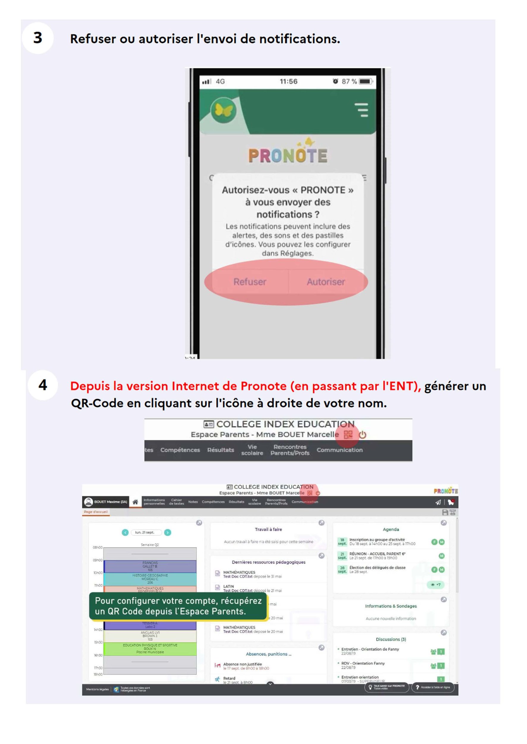 Pronote : Accès ENT et Configuration sur Téléphone - EREA LEA Maurice ...